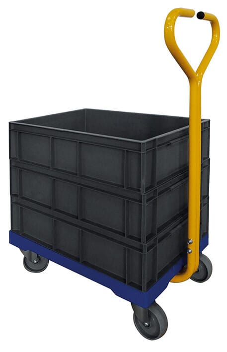 Plateforme roulante plastique 250 kg (timon acier) STOCKMAN